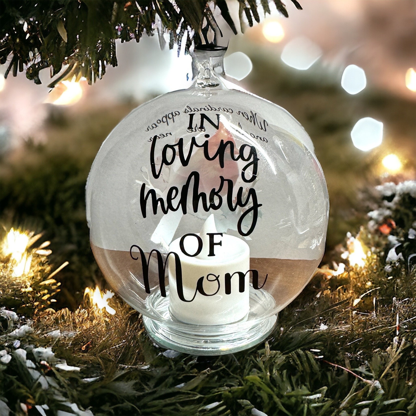 Winter Red Cardinal Glass Light up Ornament, Red Cardinal Mini Hanger ...