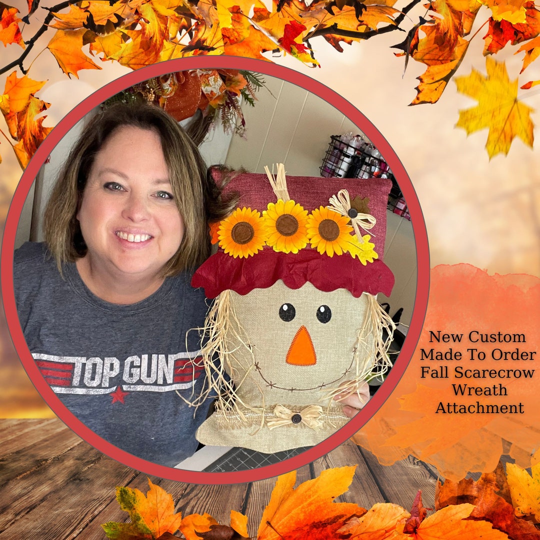 Fall Scarecrow Wreath Attachment, Autumn Swag Attachment, Scarecrow ...