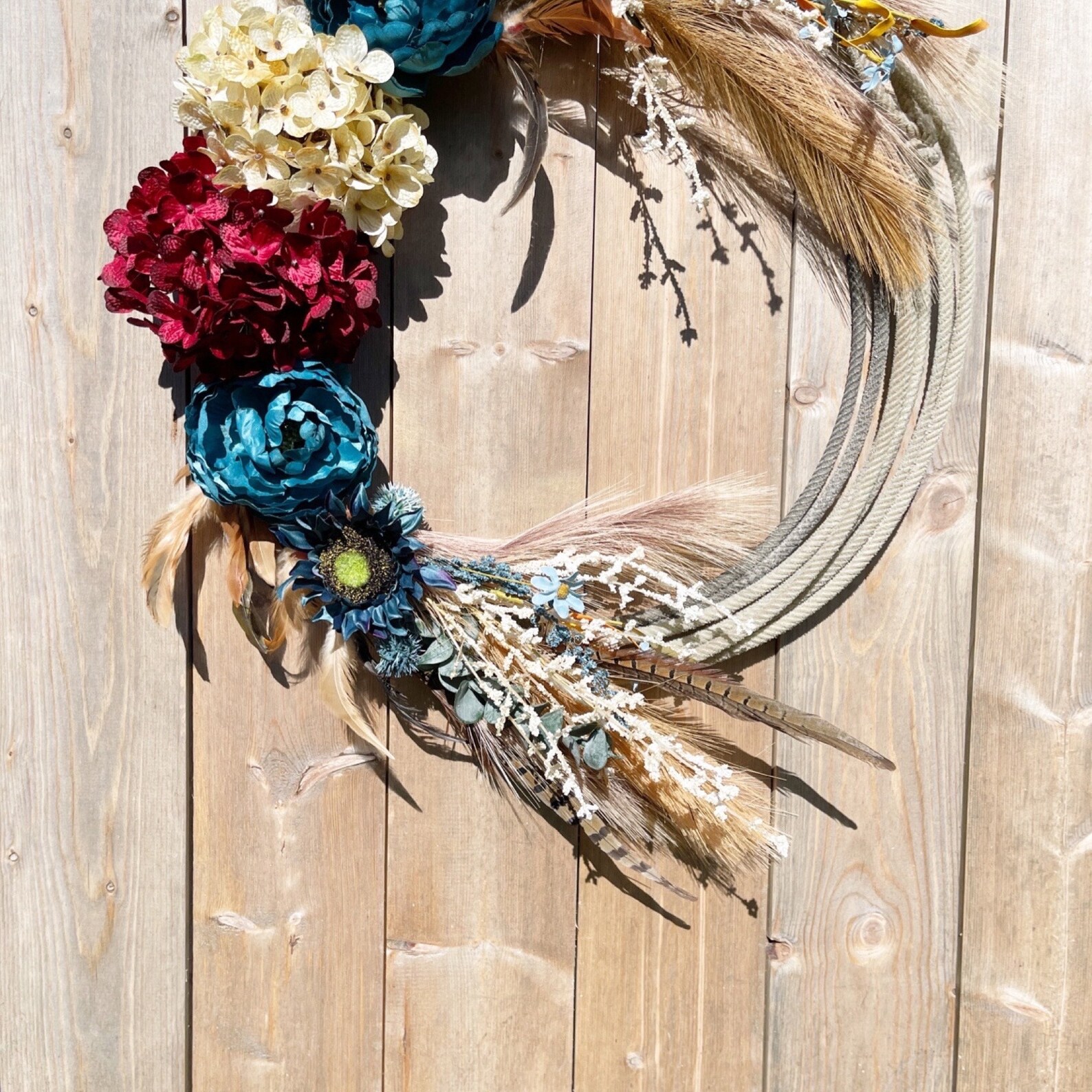 Lasso Rope Hydrangea Boho Wreath for Front Door Pampas Grass - Etsy