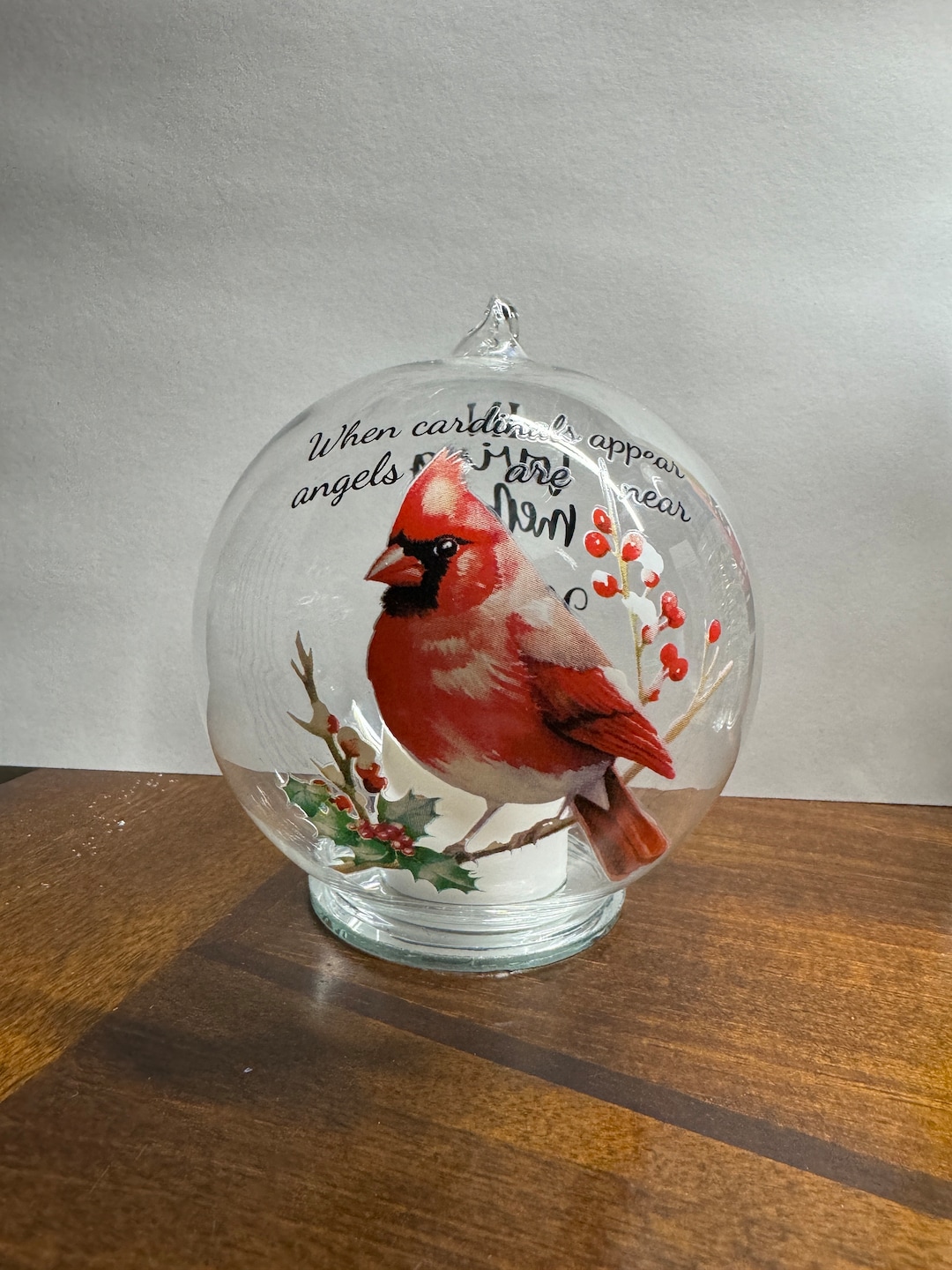Winter Red Cardinal Glass Light up Ornament, Red Cardinal Mini Hanger ...