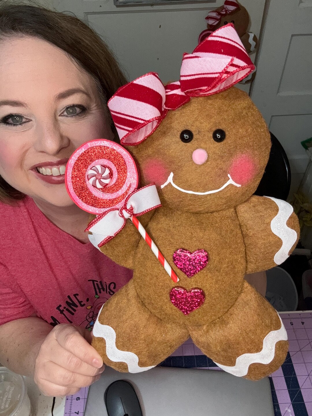 Handmade Gingerbread Girl Ornament: Felt Christmas Wreath Accessory - Etsy