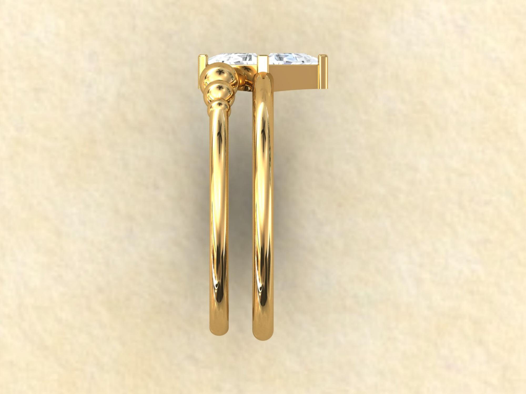 Trillion Cut Moissanite Wedding Bridal Ring Set, Solitaire Ring Set ...