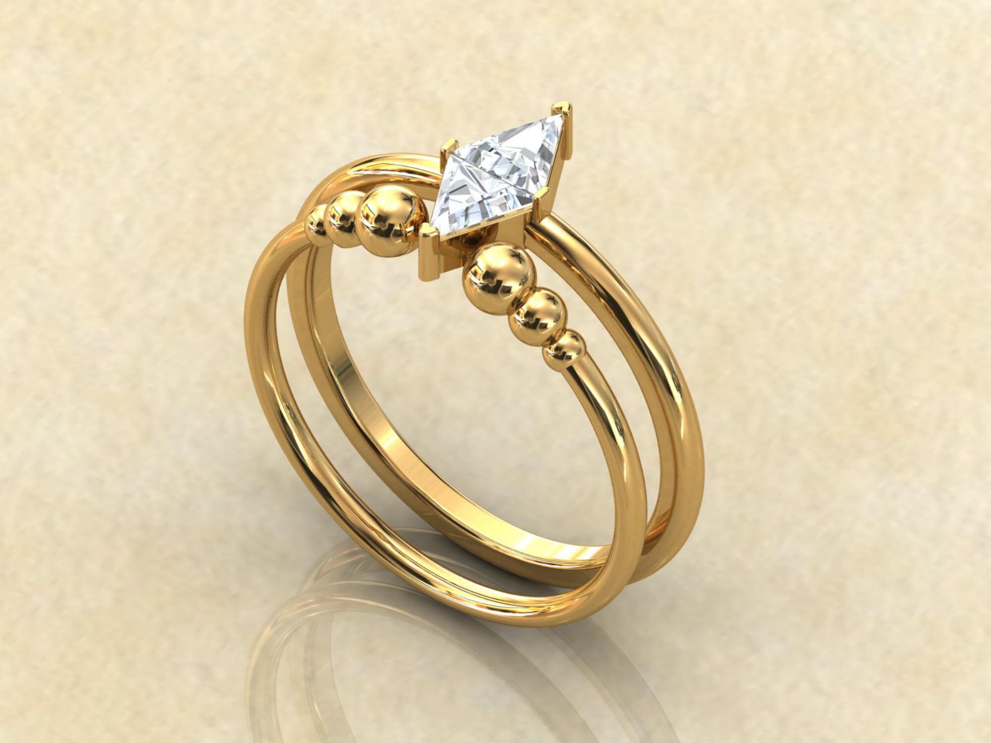 Trillion Cut Moissanite Wedding Bridal Ring Set, Solitaire Ring Set ...