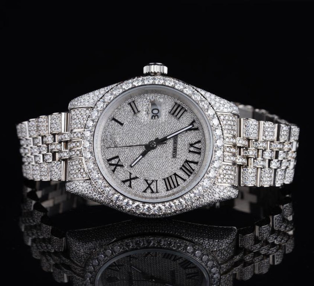 Fully Ice Out Diamond Watch VVS Moissanite Bustdown Watch - Etsy