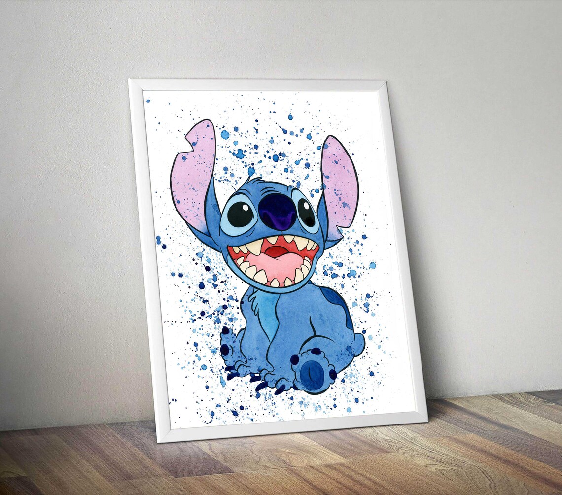 Stitch Download Print Stirch Watercolor Art Poster for Kids | Etsy