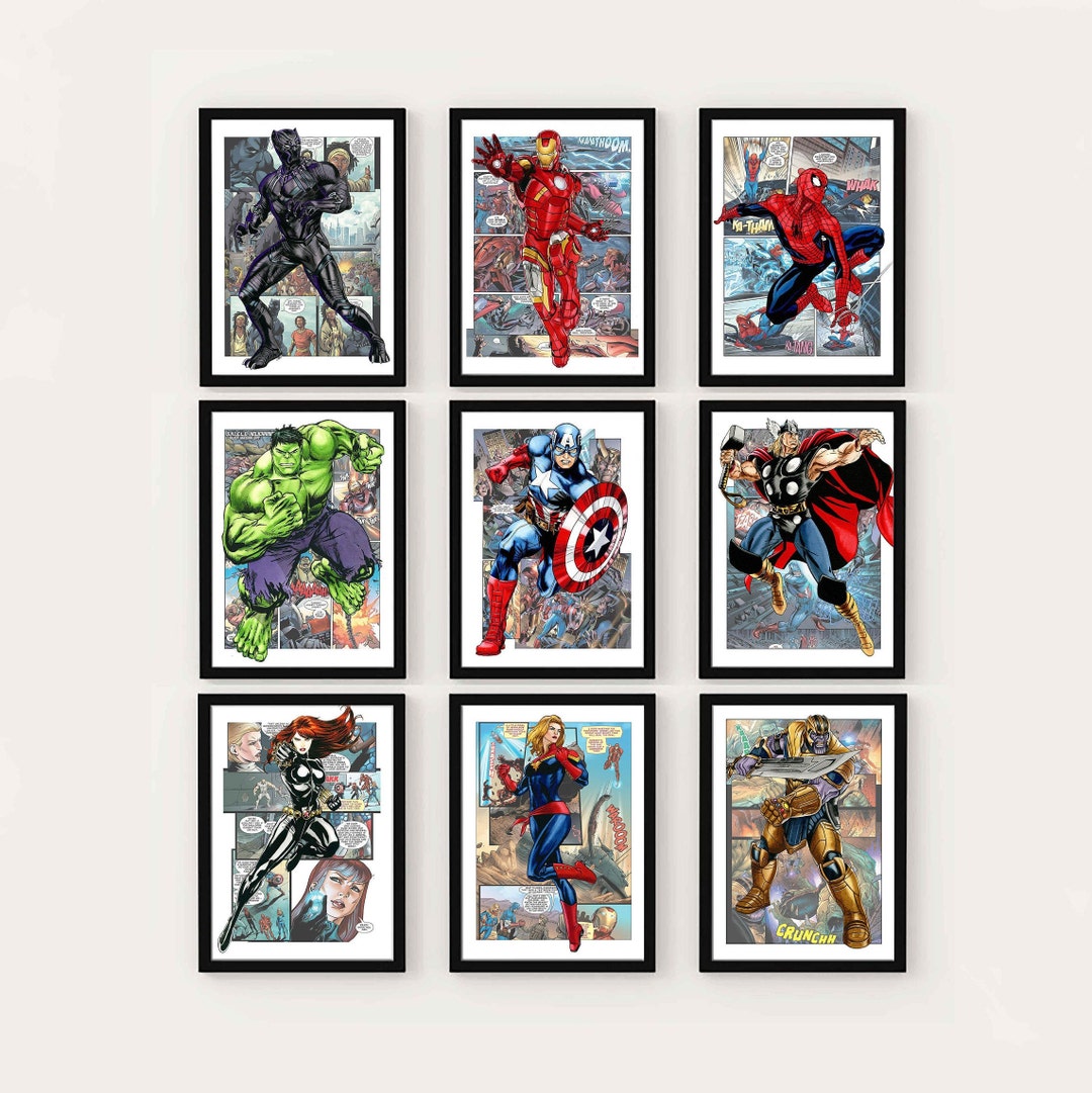 Set 9 Superhero Download Print, Digital Superhero Poster, Printable ...