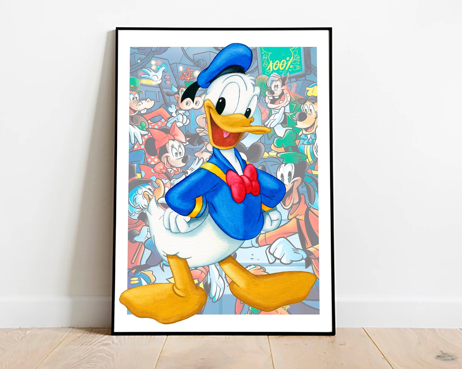 Donald Duck Download Print, Donald Watercolor Art Poster for Kids Room ...