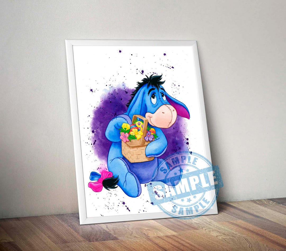 Eeyore Download Print, Eeyore Watercolor Art Poster for Kids Room Wall ...
