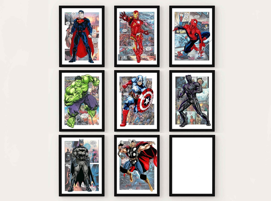 Set 8 Superhero Download Print, Digital Superhero Poster, Printable ...