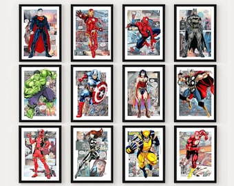 Superhero Print Set | Etsy