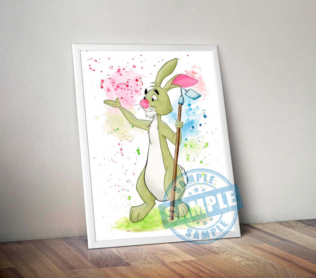 Rabbit Download Print, Rabbit Watercolor Art Poster for Kids Room Wall ...