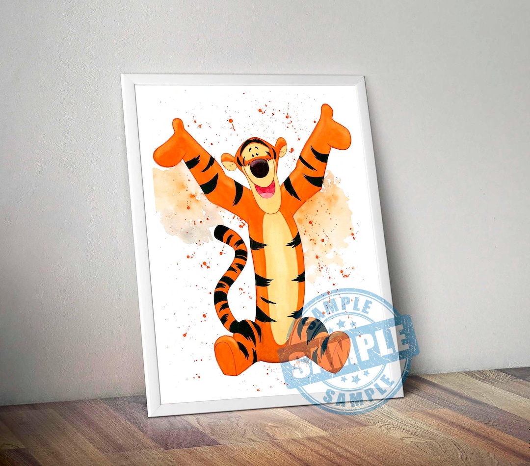 Tigger Download Print, Tigger Watercolor Art Poster for Kids Room Wall ...