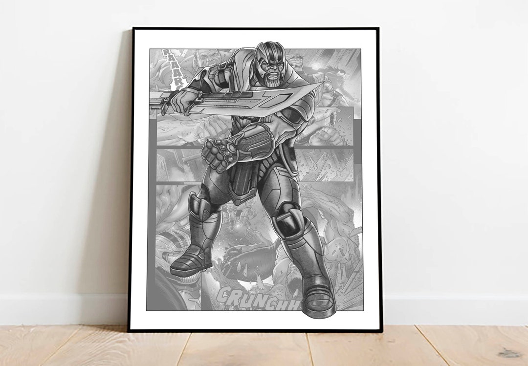 Thanos Download Print, Digital Superhero Poster, Printable Superhero ...