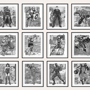 Set 12 Superhero Download Print, Digital Superhero Poster, Printable ...