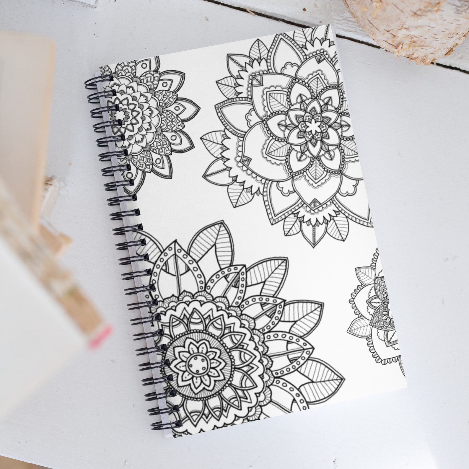Spiral Notebook With Hand Drawn Cover | Dotted Line | Fun Journal | for ...
