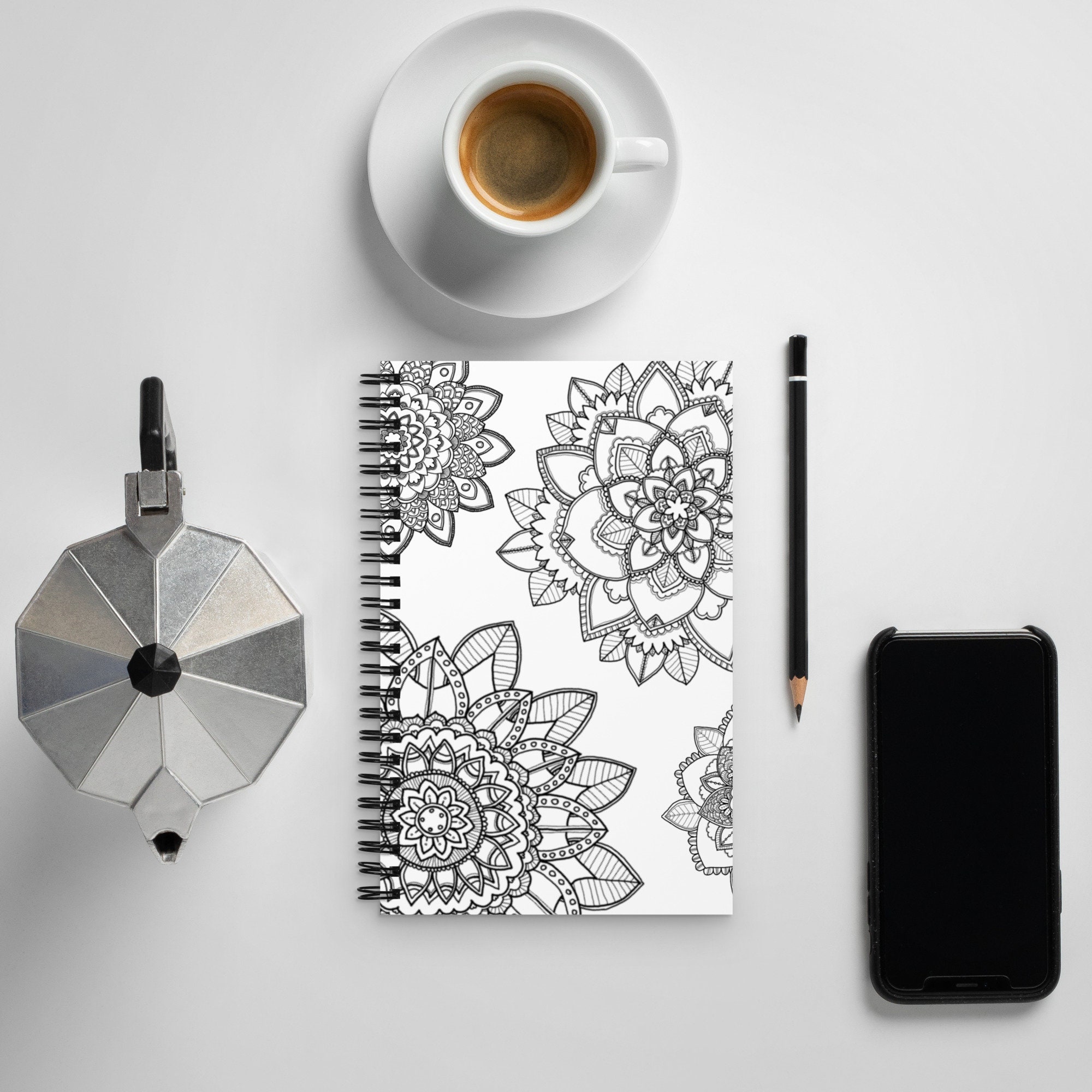 Spiral Notebook With Hand Drawn Cover | Dotted Line | Fun Journal | for ...