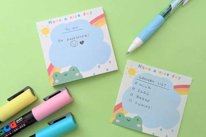 Frog Sticky Note 50 Sheets Kawaii Notepad Cute Stationary - Etsy