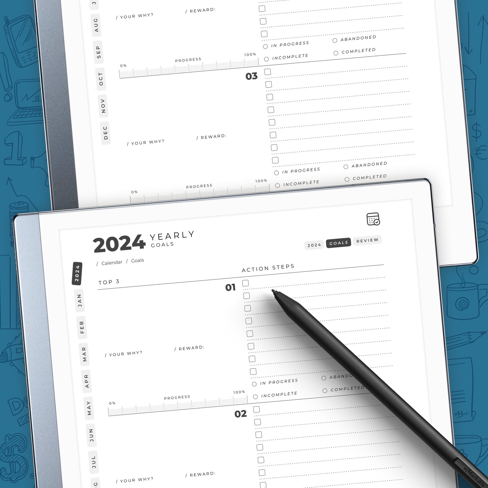 5 Years Monthly Planner for Remarkable Tablets | 2025 to 2029 ...