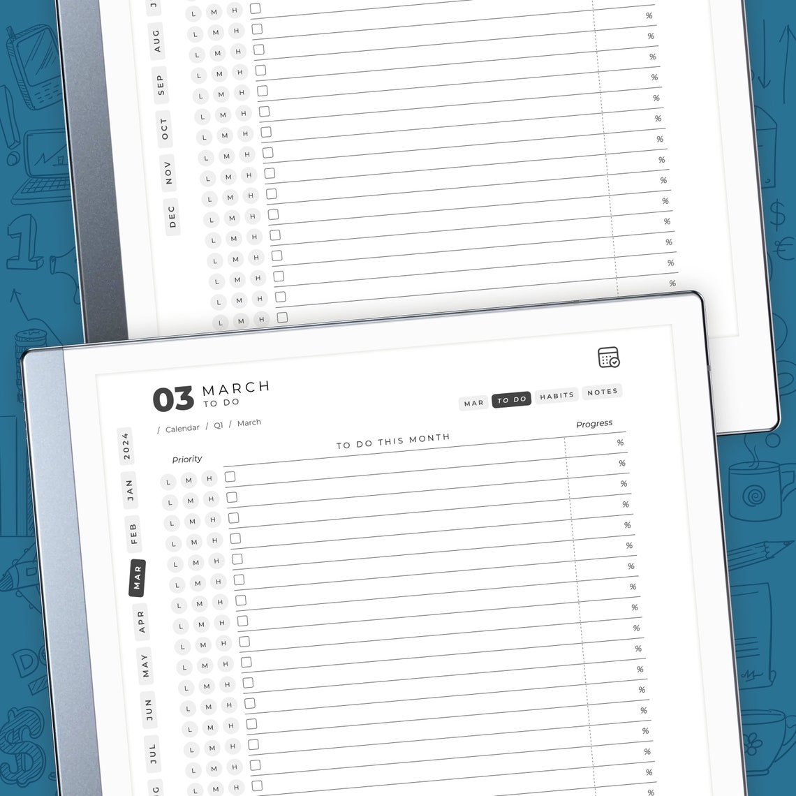 5 Years Monthly Planner for Remarkable Tablets | 2025 to 2029 ...