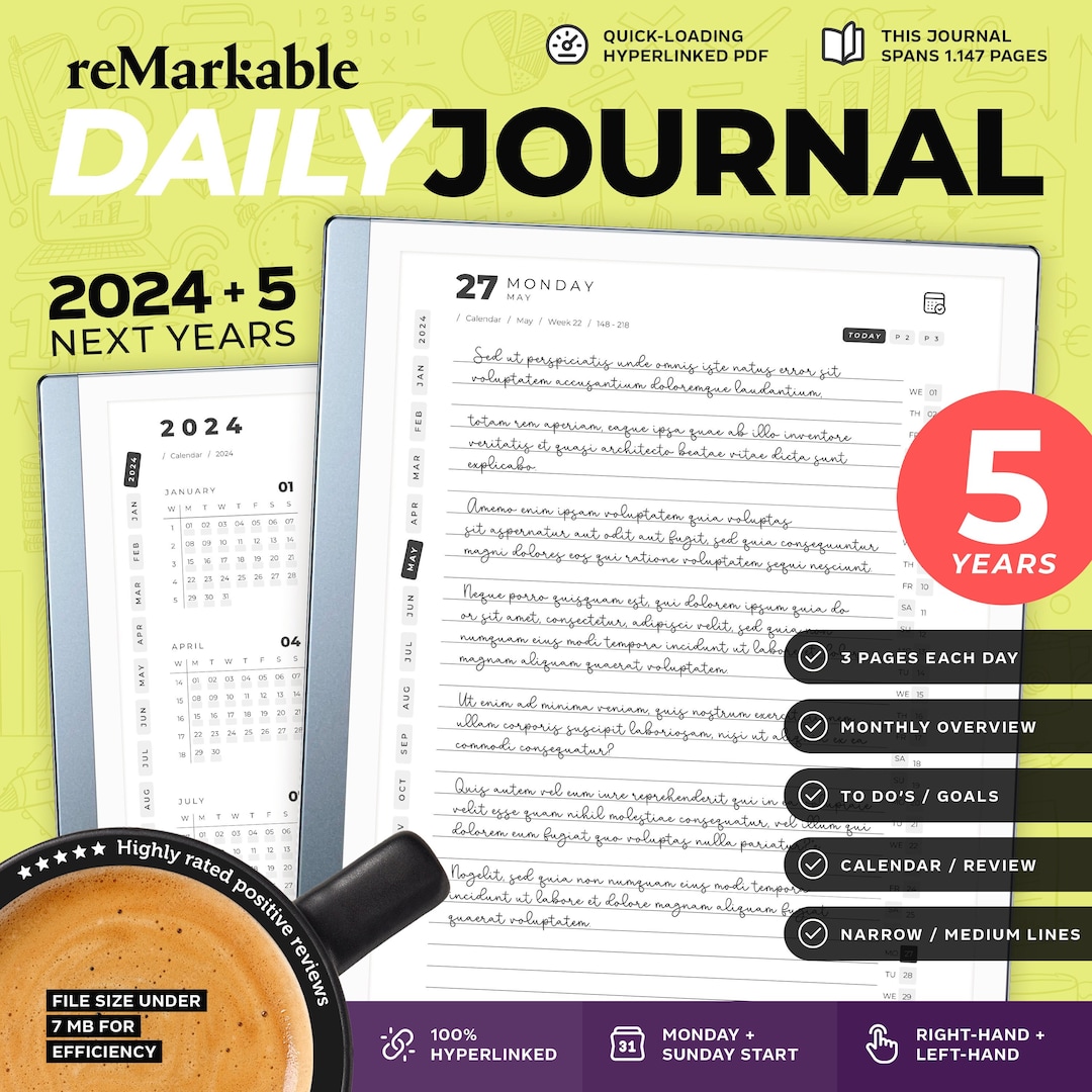 Remarkable 2 Journal 2025 to 2029 2024 Free Included Remarkable 2 ...