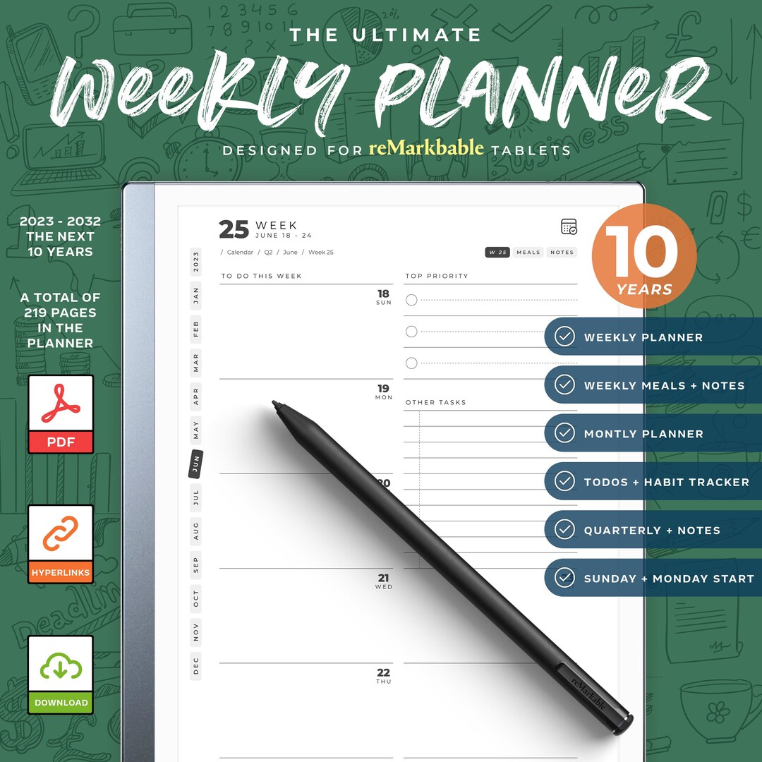 Remarkable 2 Weekly Planner 2024 to 2033 2034 Also Included Remarkable ...