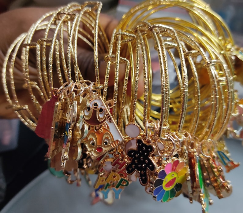 Basic Colorfuf Charm Bangel,kc Gold Charm Bangel, Women Charm Bracelet ...