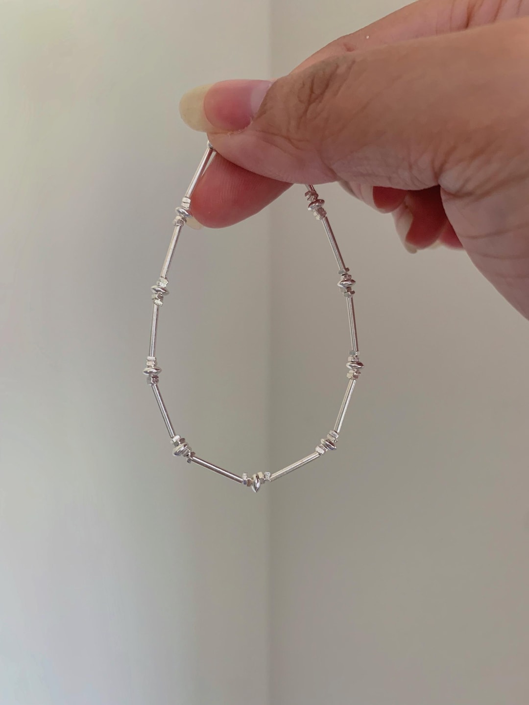 Thin Sterling Silver Bracelet - 1.5mm Beaded Sterling Silver Bracelet ...