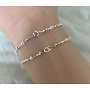 Sterling Silver Bracelet - 2mm Beaded Bracelet | Pearl Bracelet ...