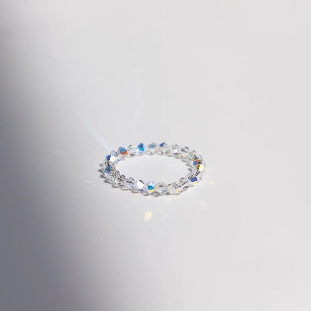 Ultra Sparkly Swarovski Crystal Rings -3mm Swarovski Crystal Clear AB ...