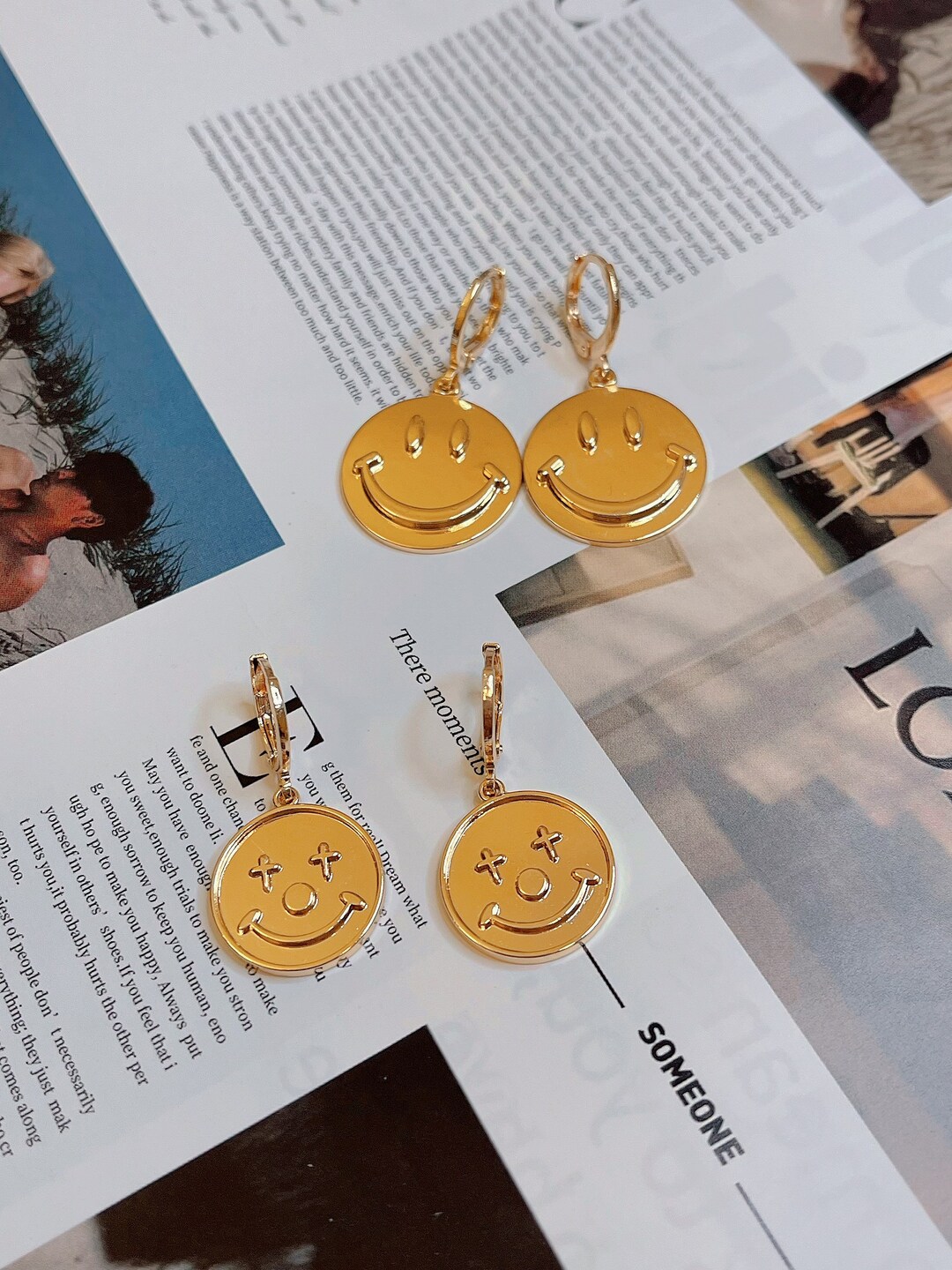 Smiley Face Earrings |cute Trendy Earrings Gold |funky Earrings |funky ...