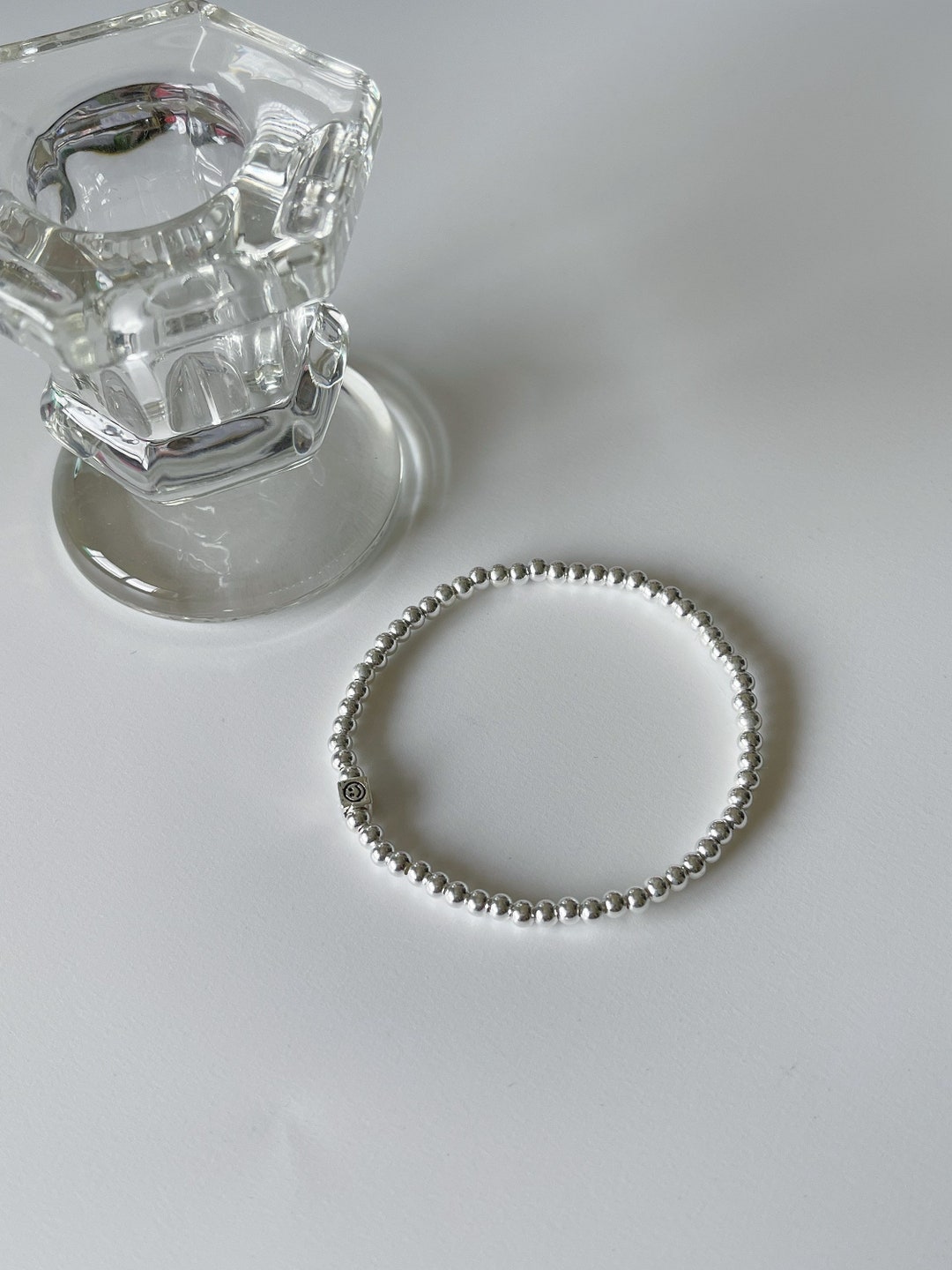 Sterling Silver Smiley Face Bracelet – Beaded Minimalist Design - Etsy