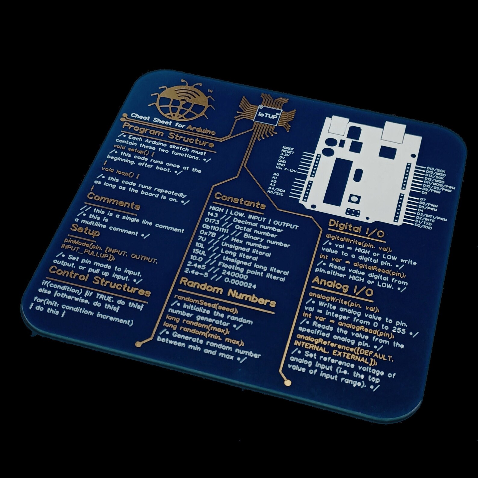 Arduino Diagram Coaster Interactive Desk Accessory for Makers, Gold-plated PCB, Electronics ...