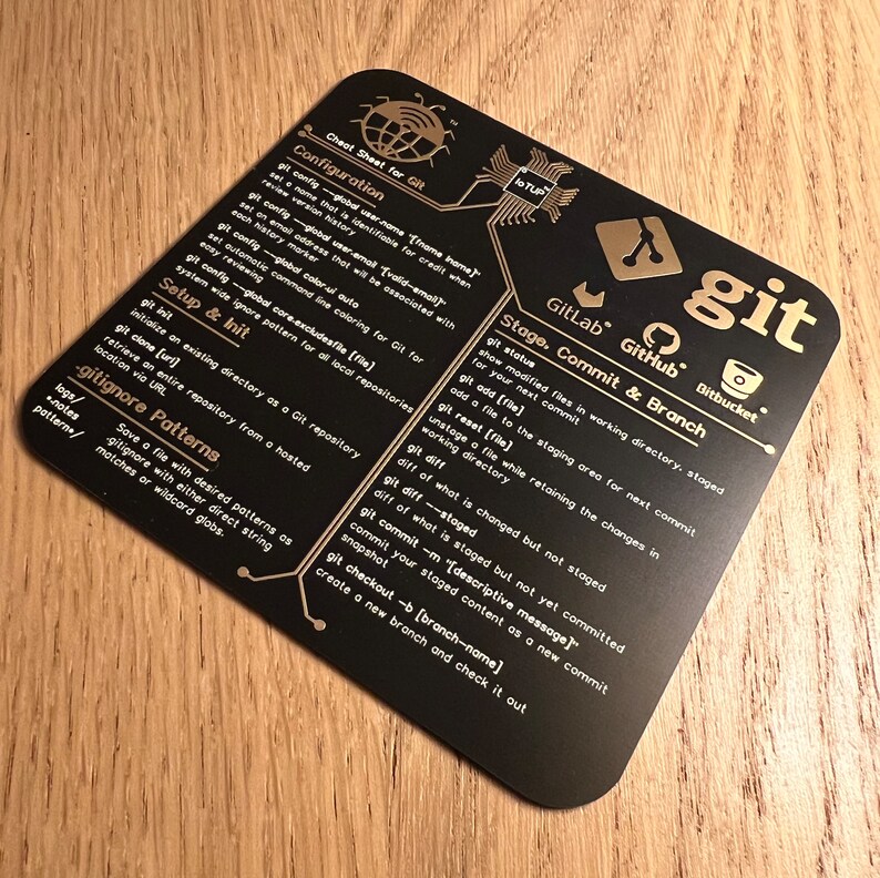 Git Cheat Sheet Coaster, Gold Plated Programmer Gift - Etsy