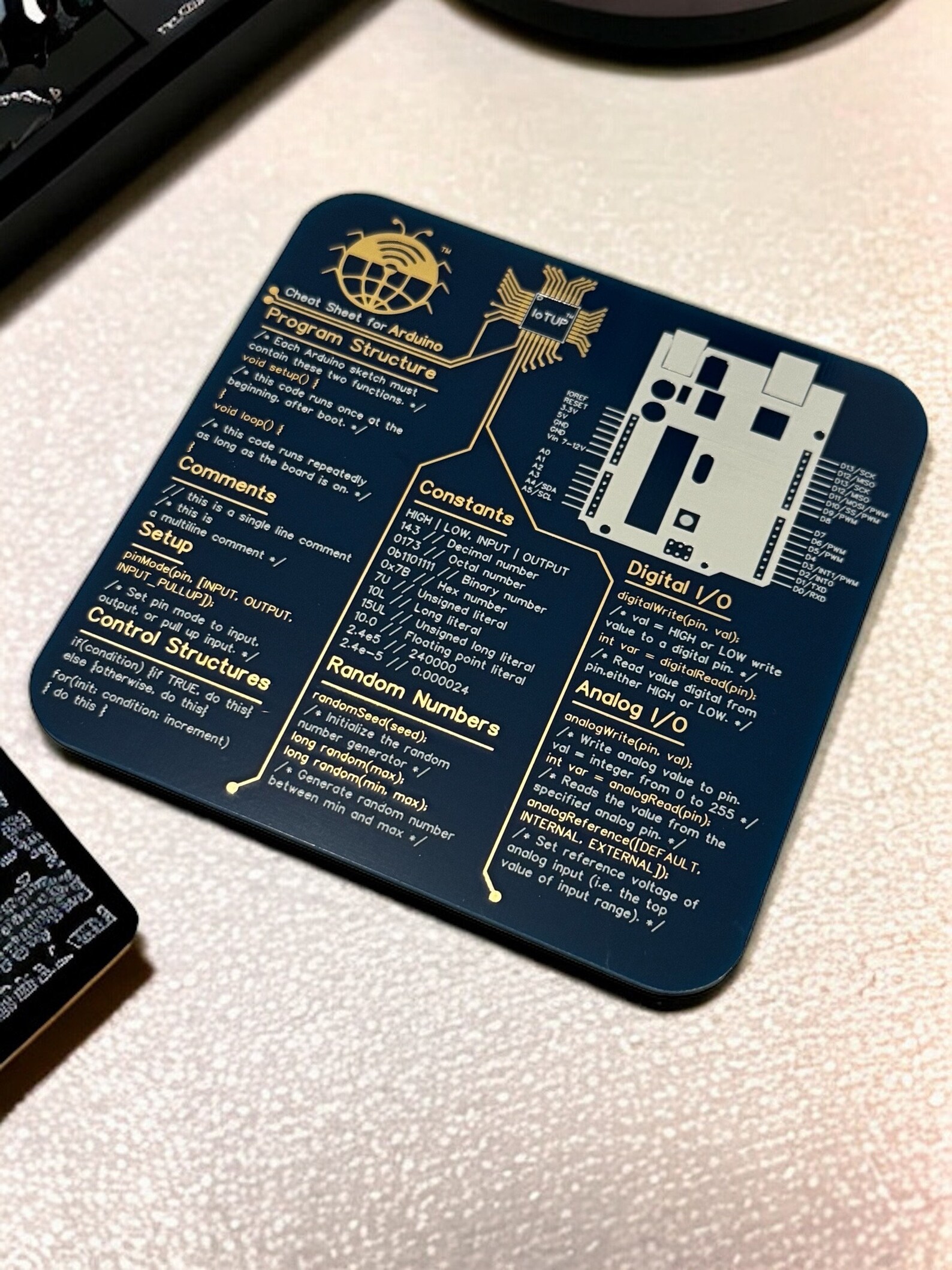 Arduino Diagram Coaster Interactive Desk Accessory for Makers, Gold ...
