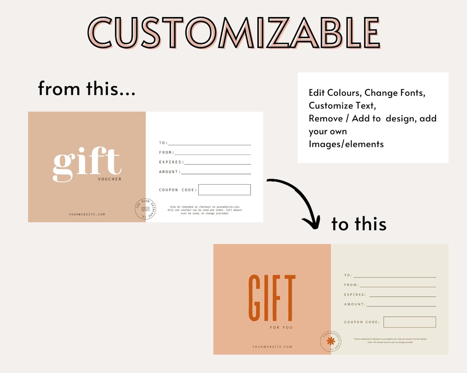Gift Voucher Card Template for Canva Canva Template Boho - Etsy
