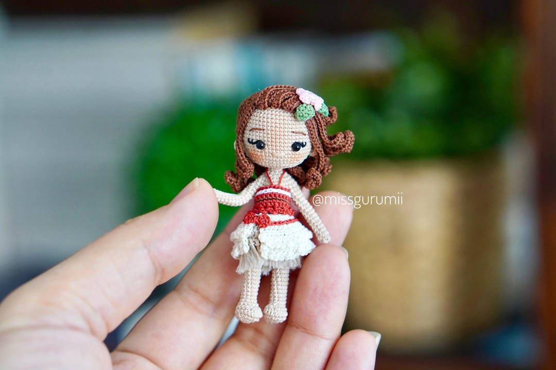 Miniature Amigurumi Moana Doll, Handmade 6.5 Cm, Tiny Princess ...