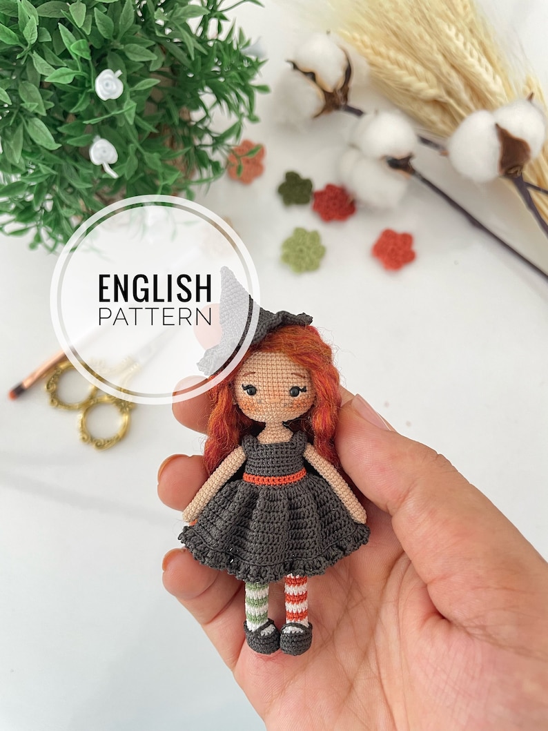 English Pattern, Miniature Crochet, Scarlet Witch, Mini Toy Pattern ...