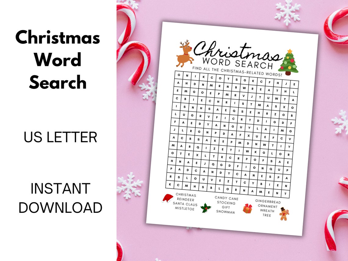 Printable Christmas Word Search Puzzle, Christmas Game, Activity for ...