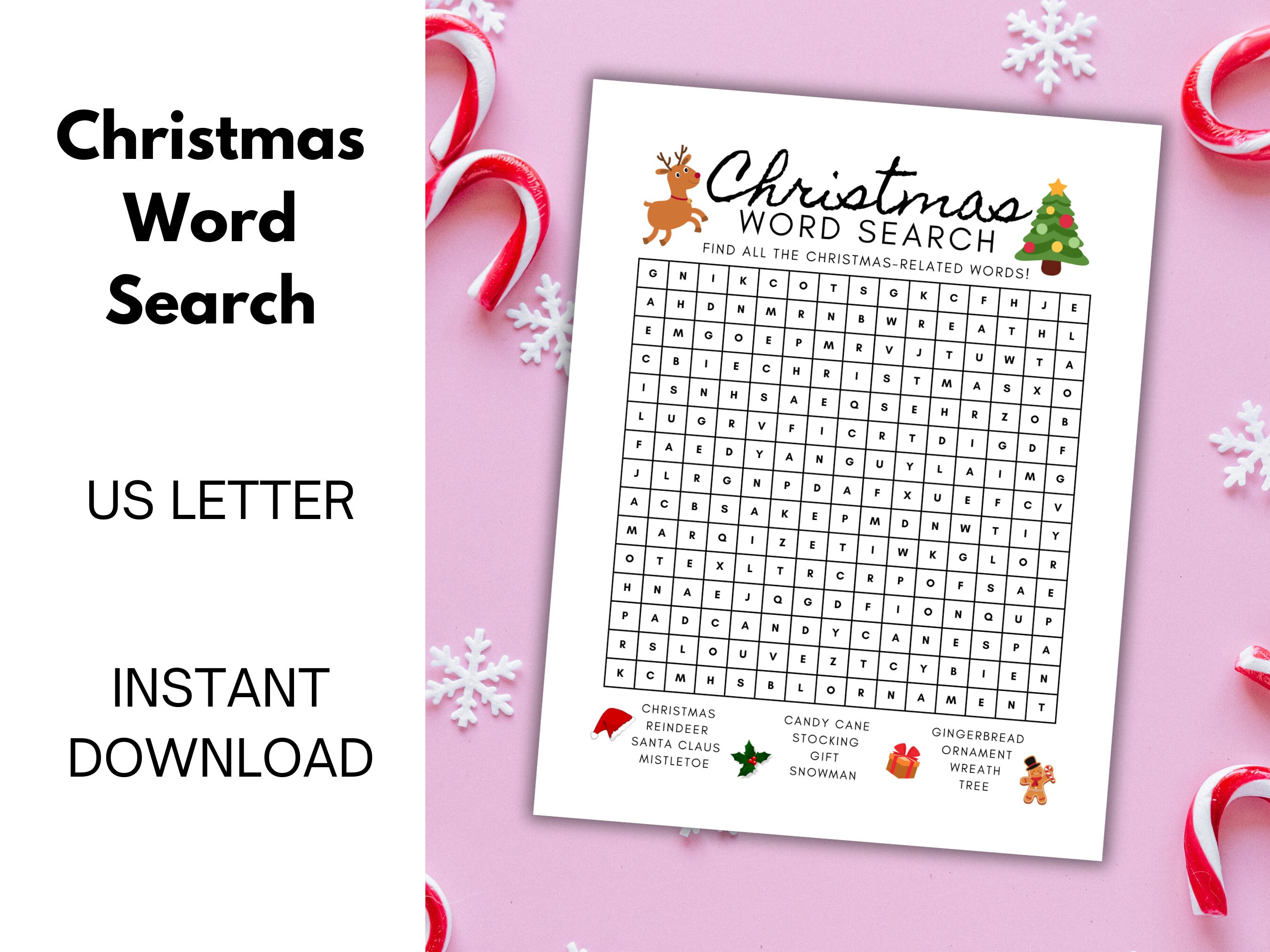 Printable Christmas Word Search Puzzle, Christmas Game, Activity for ...