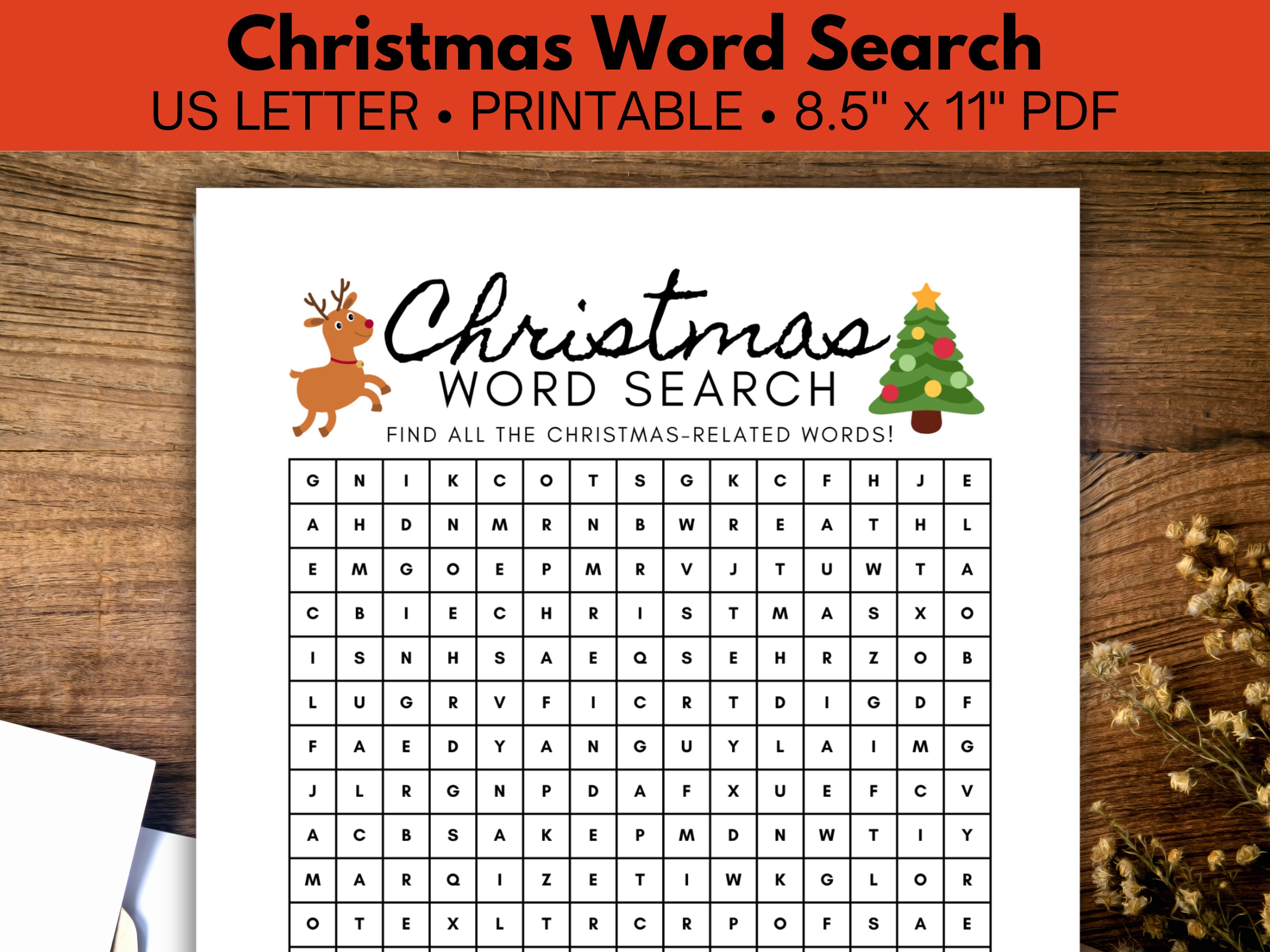 Printable Christmas Word Search Puzzle, Christmas Game, Activity for ...