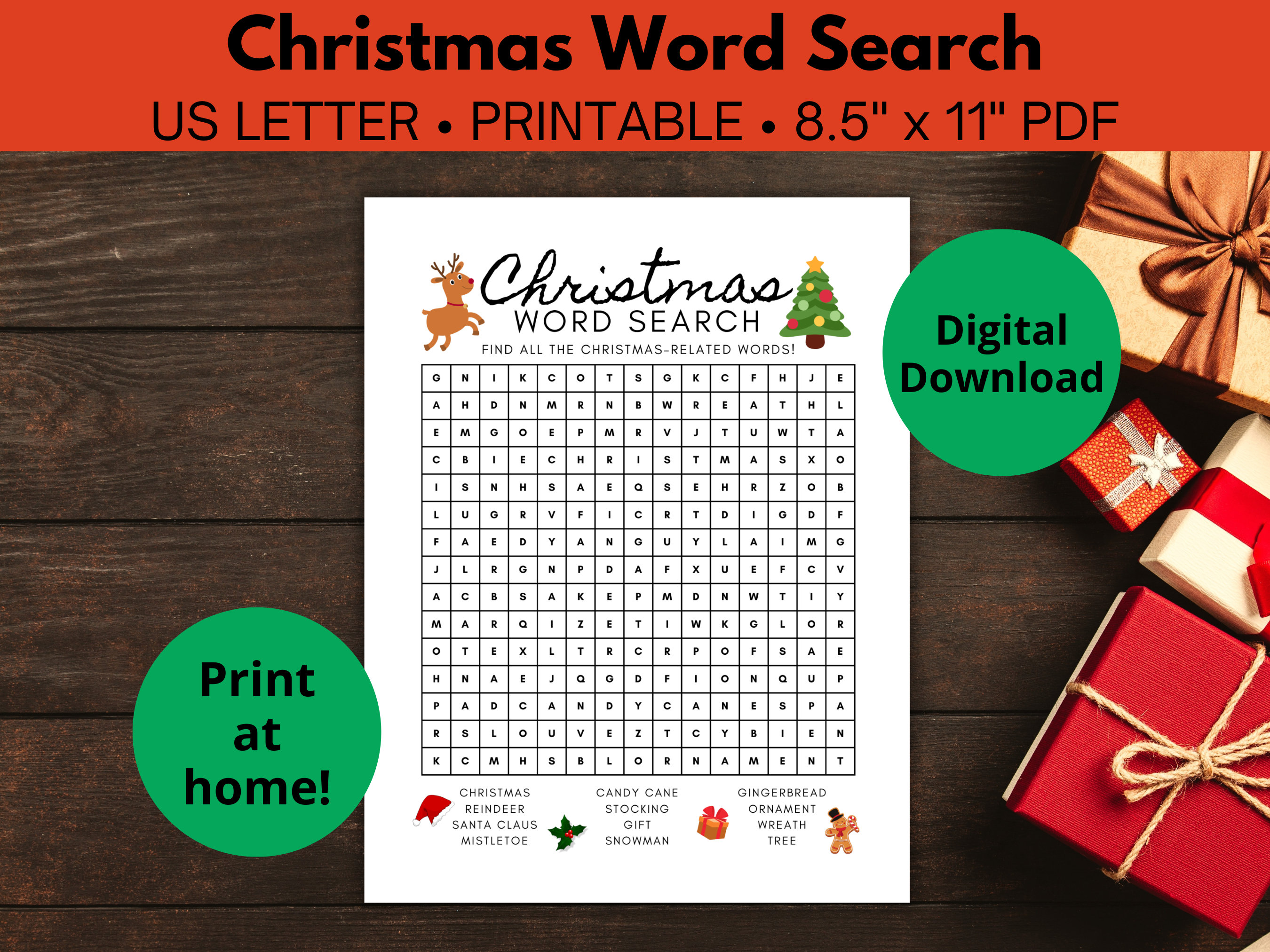 Printable Christmas Word Search Puzzle, Christmas Game, Activity for ...