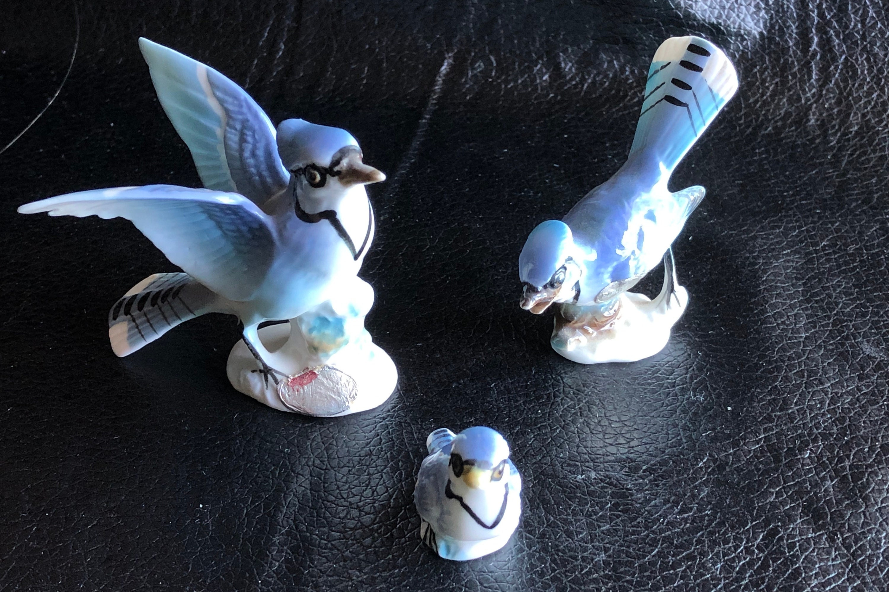 Vintage Blue Jay Figurines Bone China Set of Three With - Etsy