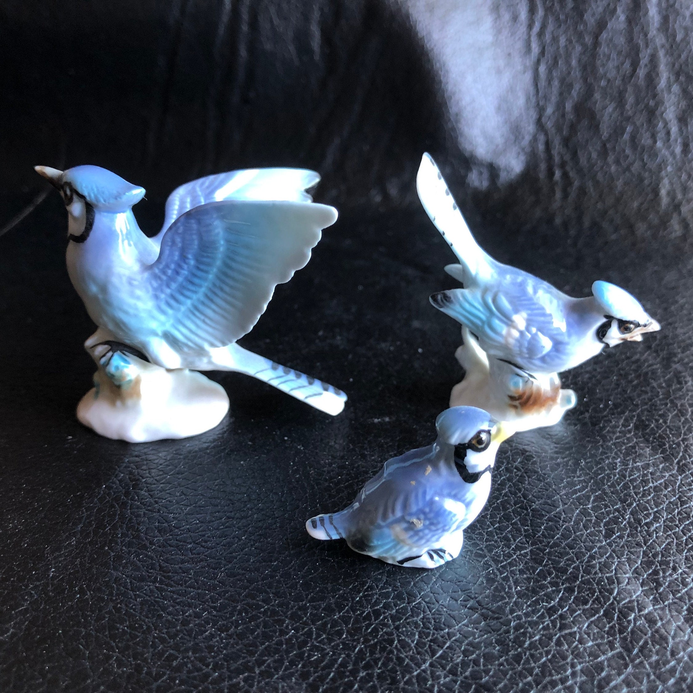 Vintage Blue Jay Figurines Bone China Set of Three With - Etsy