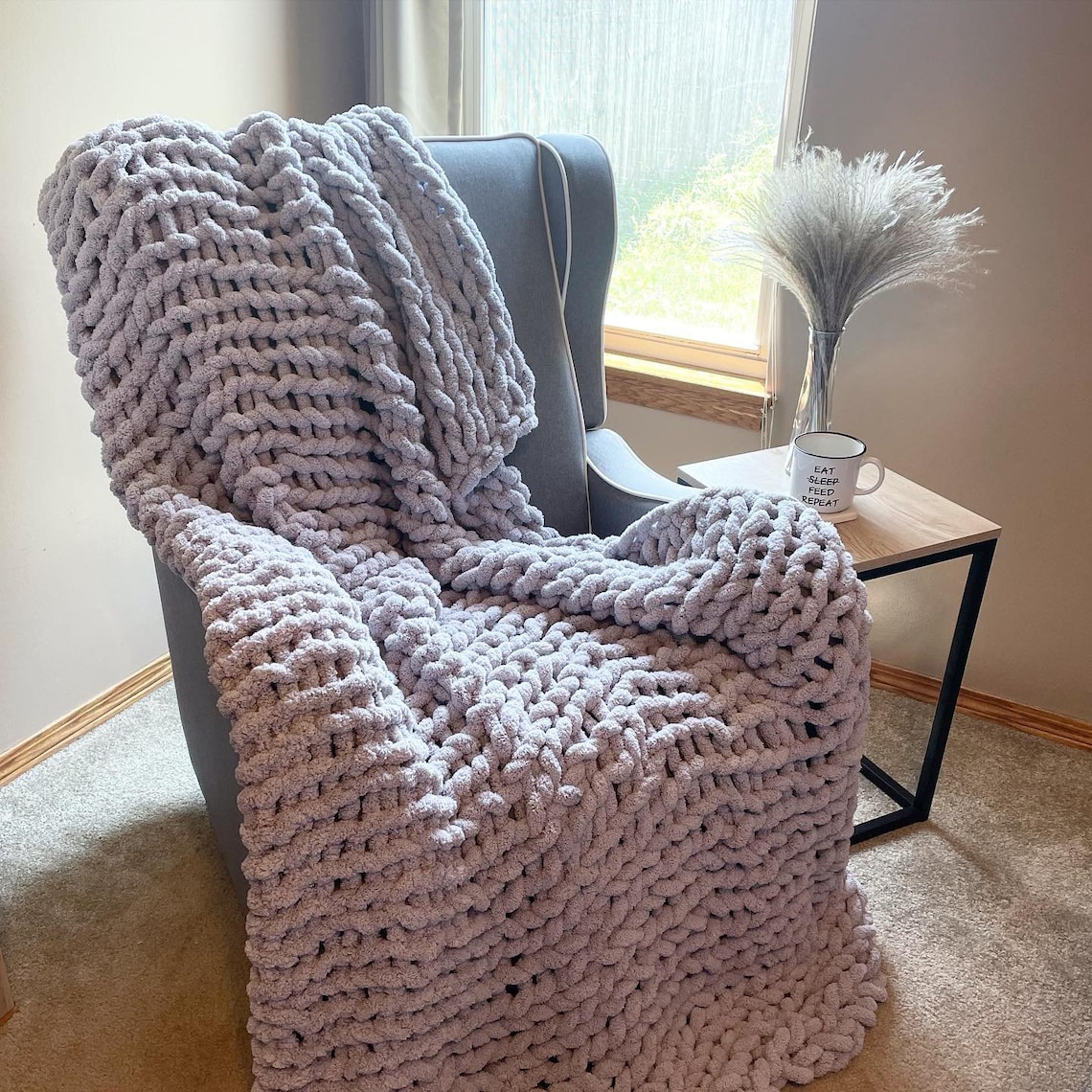 Small Kid's Hand-knit Chunky Blanket - Etsy