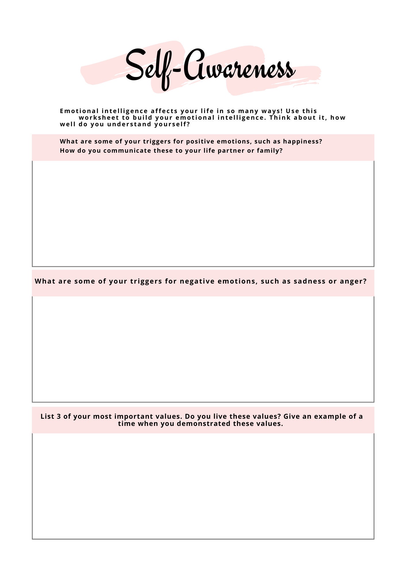 Emotional Intelligence Journal |printable PDF Planner| A4 A5 US Letter ...