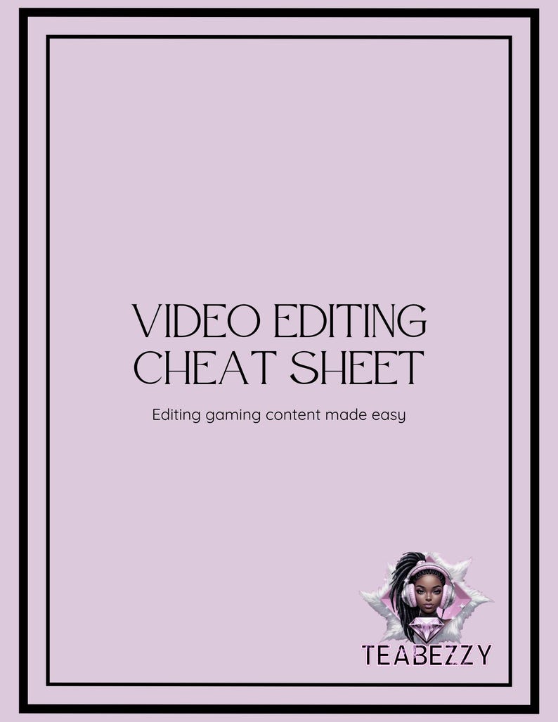 Video Editing Cheat Sheet - Etsy