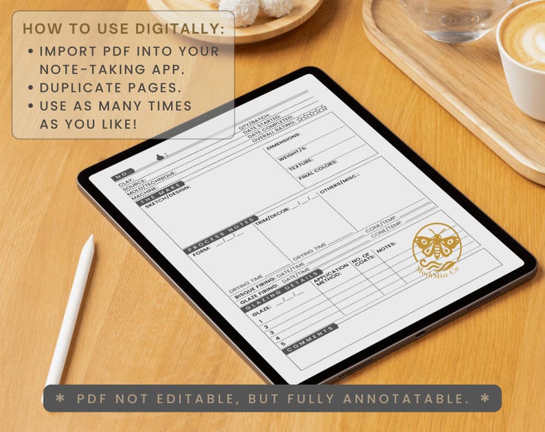 Pottery Project Planner Printable PDF Download | Ceramic Work Digital ...