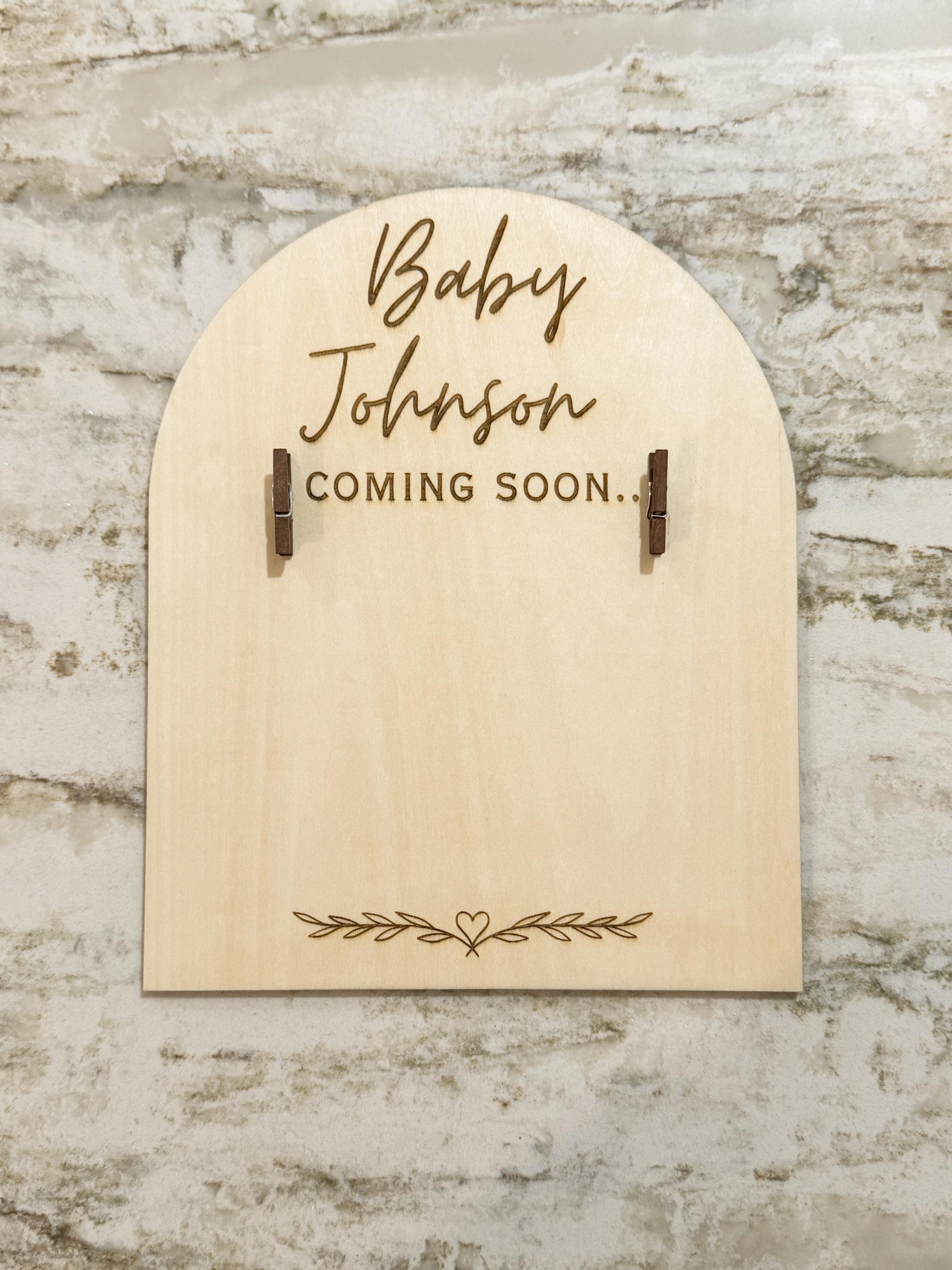 Personalised Pregnancy Announcement Sign Wooden Due Date Plaque L ...