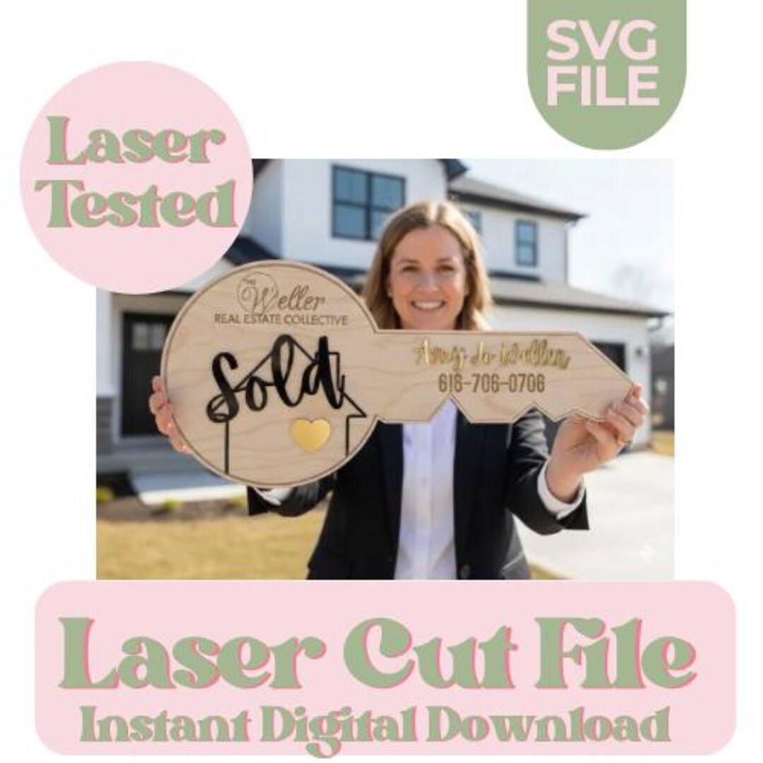 Realtor Sold Sign SVG | Laser Cut Real Estate Closing Prop (digital ...