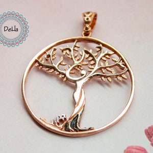 Rose Gold Plated Sterling Silver Family Tree Pendant - Etsy